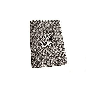 1X ‘Holy Bible’ Bible Cover, Decorative Bible Covers for Women, Bible Covers for Men, for Bibles up to 5.4 x 1 x 8.1 inches, Grey Stone With Sparkle Rhinestones