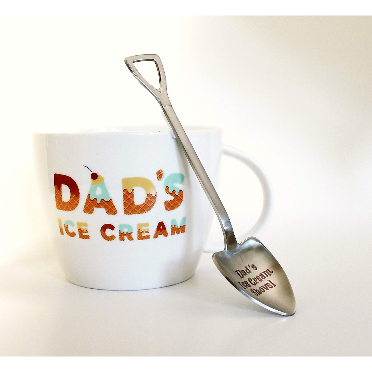 Gifts for Dad –Dad’s Ice Cream Bowl and Engraved Spoon Dad’s Ice Cream Shovel – Ideal Father’s Day Gift, Christmas Gift or Birthday Gift by Josephine on Caffeine (Dad)