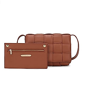 MKF Collection Woven Crossbody bag for women, Vegan Leather Designer Braided Shoulder bag messenger Purse