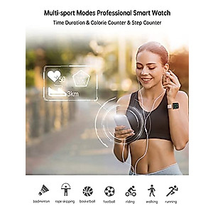 Popglory Smart Watch, Smartwatch with Blood Pressure, Blood Oxygen Monitor, Fitness Tracker with Heart Rate Monitor, Full Touch Fitness Watch for Android & iOS for Men Women