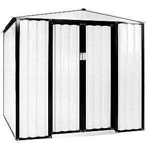 SUNCROWN Outdoor Backyard Garden Storage Shed 4X6 FT Yard Storage Tool with Sliding Door for Lawn Equipment Garden Backyard - White