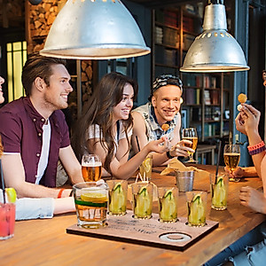 Flight Board Wooden Flight Tray Glass Cup Holder with Salt Rim Glass Cup Serving Tray Bar Serving Trays for Restaurant, Bar, Farmhouse, Party, Family Gathering