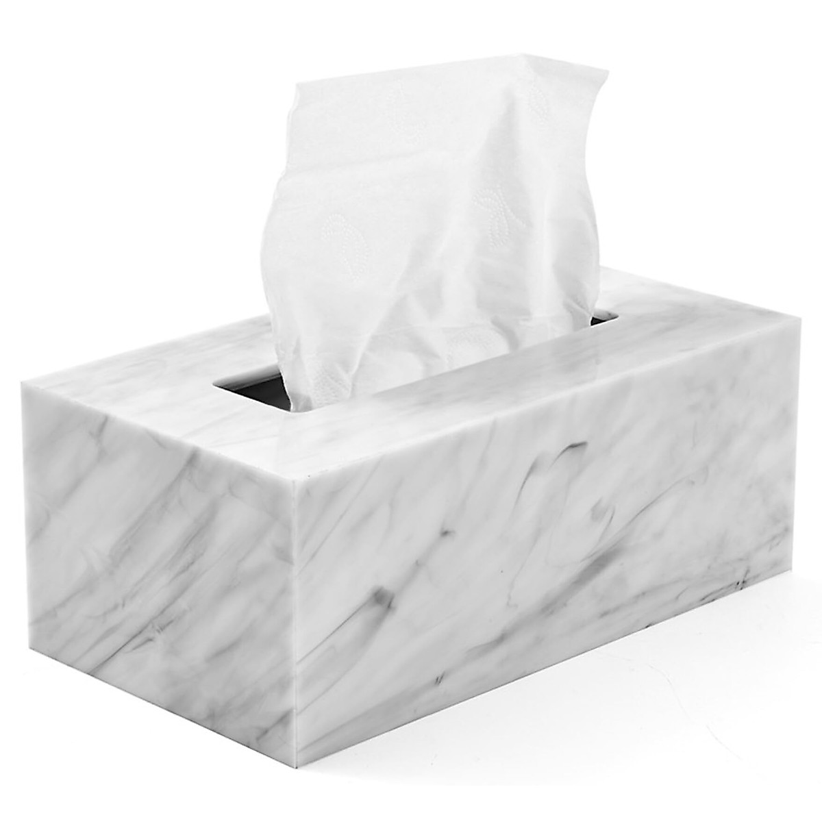 Tissue Box Cover Rectangle - Tissue Box Holder Rectangular - Compatible with Kleenex - Acrylic Marble Bathroom Accessories Decor