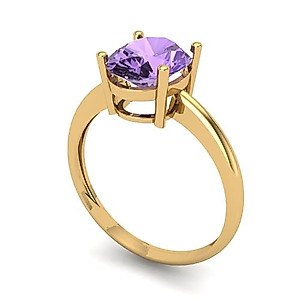 Clara Pucci 2.0 ct Oval Cut Solitaire Simulated Alexandrite Engagement Wedding Bridal Promise Anniversary Ring 18K Yellow Gold Size 5.5