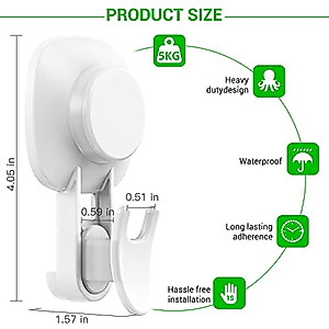 LUXEAR Suction Hooks, Strong Suction Cup Hook Waterproof Shower Hooks for Bathroom & Kitchen Powerful Vacuum Wall Hooks Removable for Towel Loofah Wreath Robe Cloth Key Bag-4 Pack