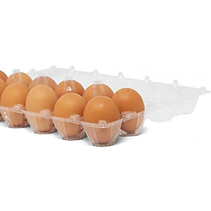60 Pack Plastic Egg Cartons Cheap Bulk One Dozen Clear Empty Egg Cartons for Chicken Eggs, Reusable Egg Carton for Home Ranch Chicken Farm, Commercial Business Market Display, 2x6 Grids, Large