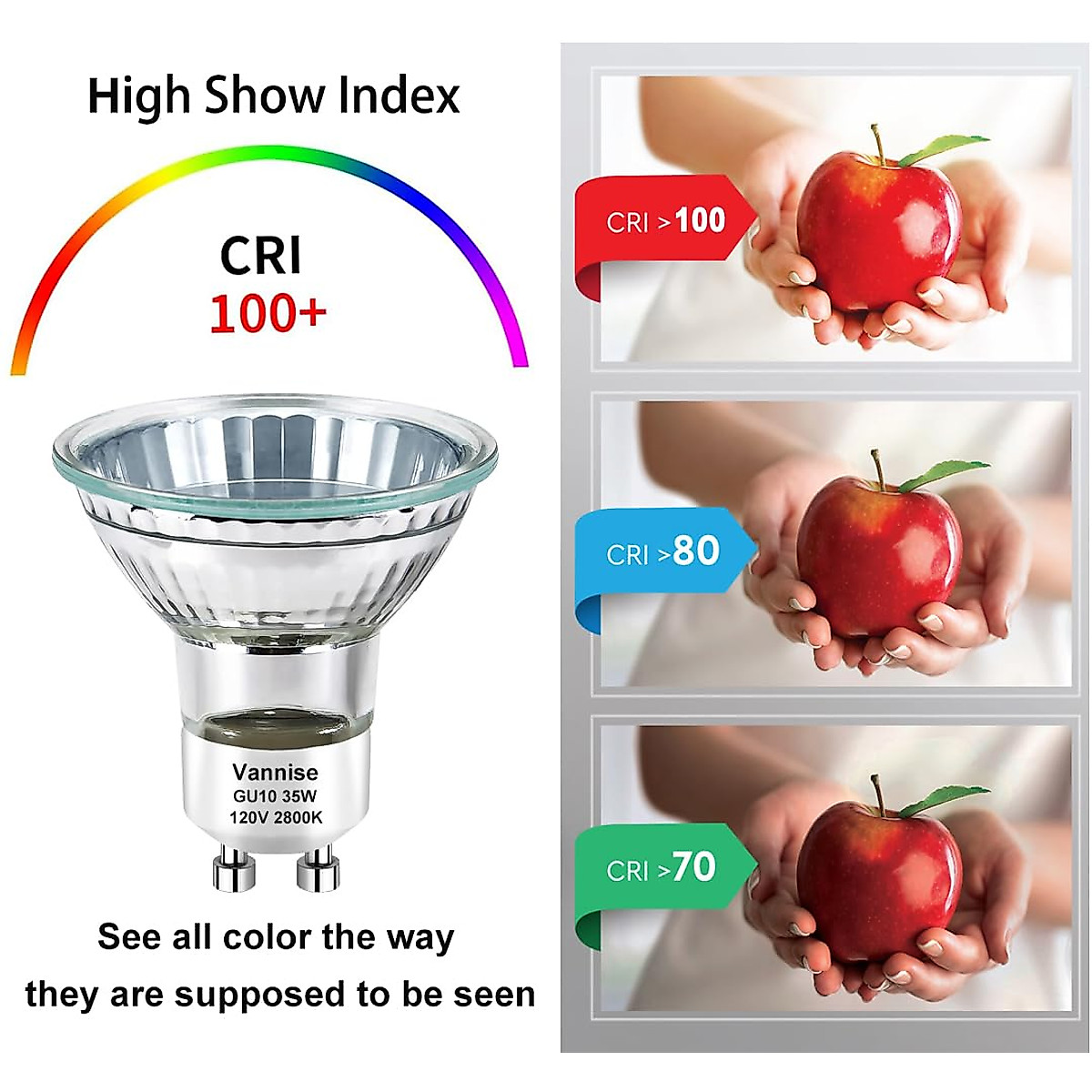 Vannise MR16 GU10 Bulb 35W, 6 Pack High Output GU10+C 120V 35W Bulb with GU10 Base, Long Lasting GU10 Halogen Bulb Warm White 2800K, GU10 Dimmable, GU10 120V 35W for Candle Warmer, Track Lighting