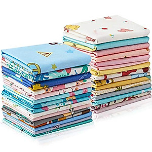 30 Pieces Animals Fat Quarters Fabric Bundles Cute Pattern Fabric Squares 10 x 10 Inch Squirrel Elk Bear Sewing Fabric Scrap for Quilting Patchwork Scrabooking Cloth DIY Craft