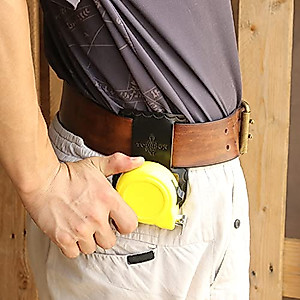 TOURBON Leather Tape Measure Holder for Belt (Pack of 2 Pieces) (Black)