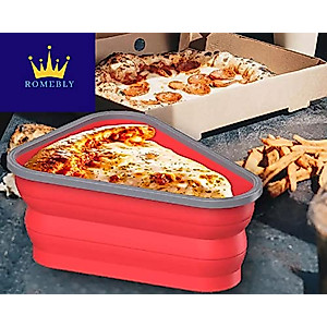 ROMEBLY Pizza Storage Container MULTI-FUNCTIONAL Perfect Pizza Pack a Box with 5 with MICROWABLE Trays and Lid 100% ,BPA ,FDA FREE,MICROWABLE,DISHWASHER SAFE,Red Pizza Box FORDABLE,Pizza Container
