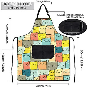 MBMSO Funny Cat Apron with Pockets Cat Kitchen Cooking Chef Baking Apron Cat Lady Gifts for Cat Lover Mom Gifts Kitten Aprons (Funny Cat Apron)