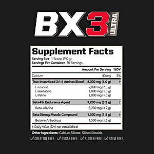 PMD Sports BX3 ULTRA Muscle-Building Powder – Beta-Alanine, BCAAs, Betaine Anhydrous – Boost Endurance and Stamina, Increase Strength, Pumps, Build Lean Mass, Enhance Recovery– Unflavored–30 Servings