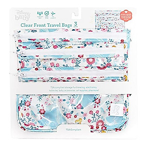 Bumkins Disney Travel Bag, Toiletry, TSA Approved Pouch, Zip Bag, Quart Size Airline Compliant, Clear-Sided, Baby, Diaper Bag Organization, Accessories, Packing, Set of 3 Sizes, Cinderella
