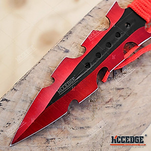 KCCEDGE BEST CUTLERY SOURCE Tactical Knife Survival Knife Hunting Knife 7.5" Ripper Throwing Knives Set Fixed Blade Knife Razor Sharp Edge Camping Accessories Survival Kit Tactical Gear 74397 (Red)