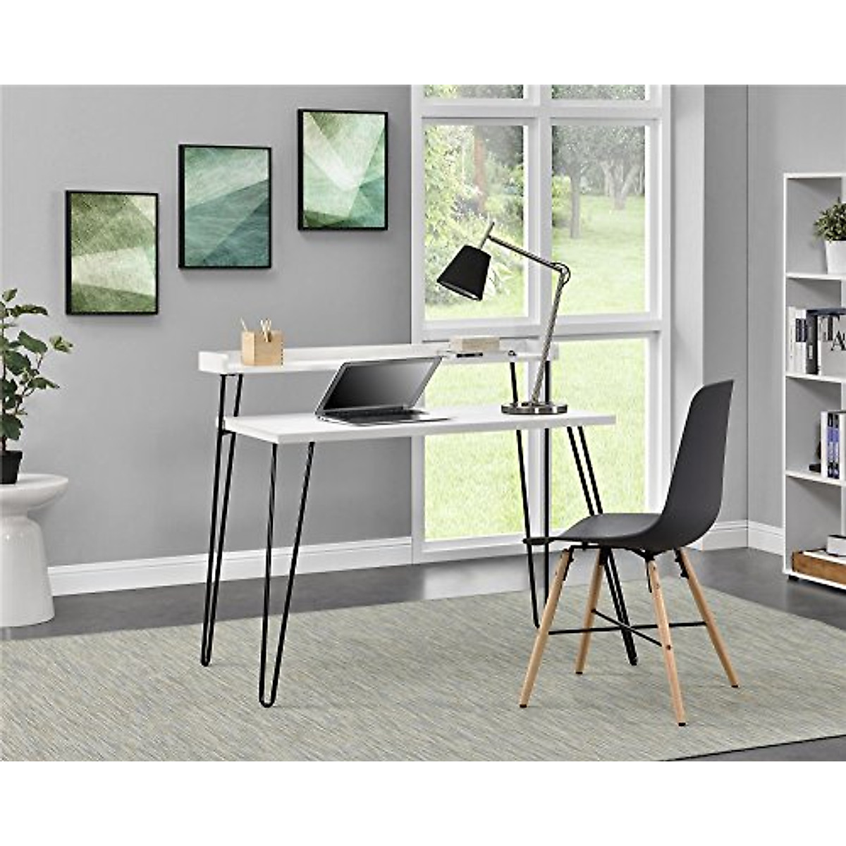 Ameriwood Home Haven Retro Desk with Riser, White