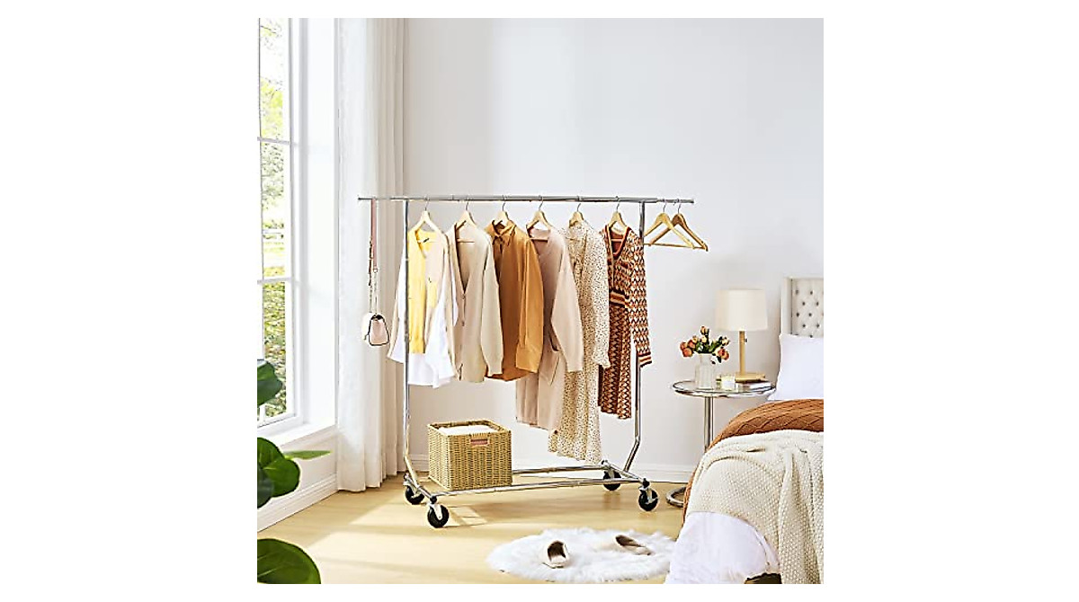 Tajsoon Heavy Duty Foldable Clothes Rack,Collapsible Garment Rack ...