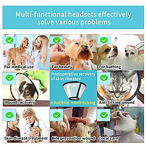 GinCai，Cat Cone, Adjustable Recovery Pet Cone, 5.9~15.7 Inches Lightweight Plastic Elizabethan Collar for Cats, Miniature Dogs and Rabbits (Black) (No. 3, Neck 13-14.7In)