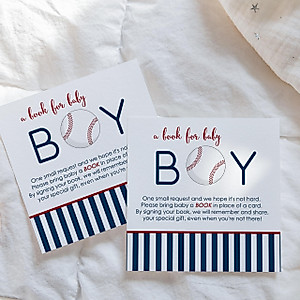 Baseball Books for Baby Shower Cards, Invitation Inserts Boys Book Request, Bring Book Instead of Cards Poem, Cute Storybook-Theme Ideas, 25 Pack