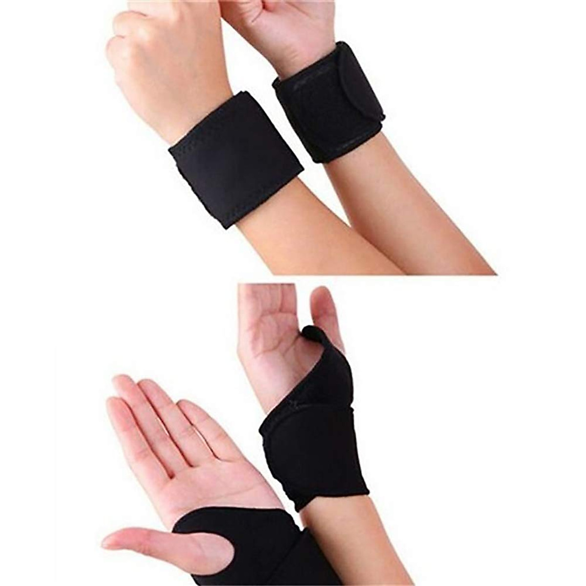 Bluelans Wrist Supports for Men and Women, 1 Pair Self-Heating Magnetic Wristband Wrist Strap Wrist Support Wrist Braces Hand Support Protector for Wrist Injuries, Joint Disease, Sprains Black