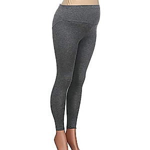 Women's Pregnant Pants Workout Active Stretchy Pants Capri Maternity Leggings Over The Belly Maternity Trousers (Dark Gray, L)