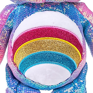 Care Bears Sequin Plush, Cheer Bear Plushie for Ages 4+ Perfect Stuffed Animal, Super Soft and Cuddly – Good for Girls and Boys, Employees, Collectors, Great Valentines Day Gift for kids