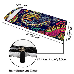 Folding Sleeping Bag Sleep Bag Cover Mat Hippie Indian Colorful Heart Mandala for Travel Camping Hiking Women Men Adult 3 Seasons