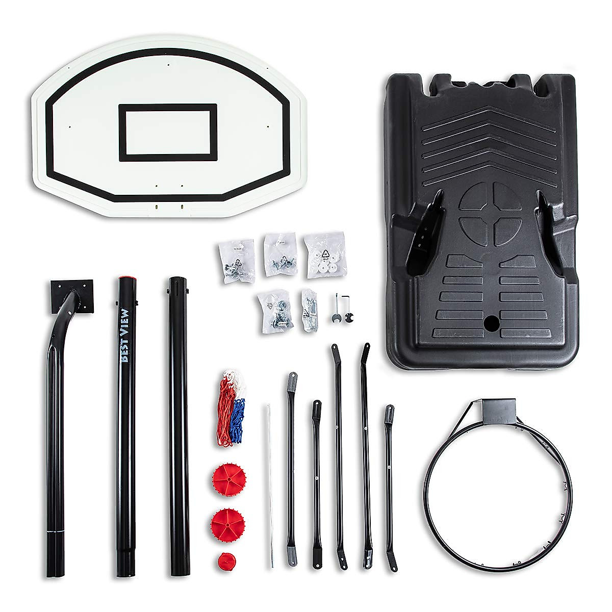 Best View Heavy Duty Indoor & Outdoor Portable Big Size Basketball Hoop & Goal Stand Back Boar for Kids & Adult, Height Adjustable