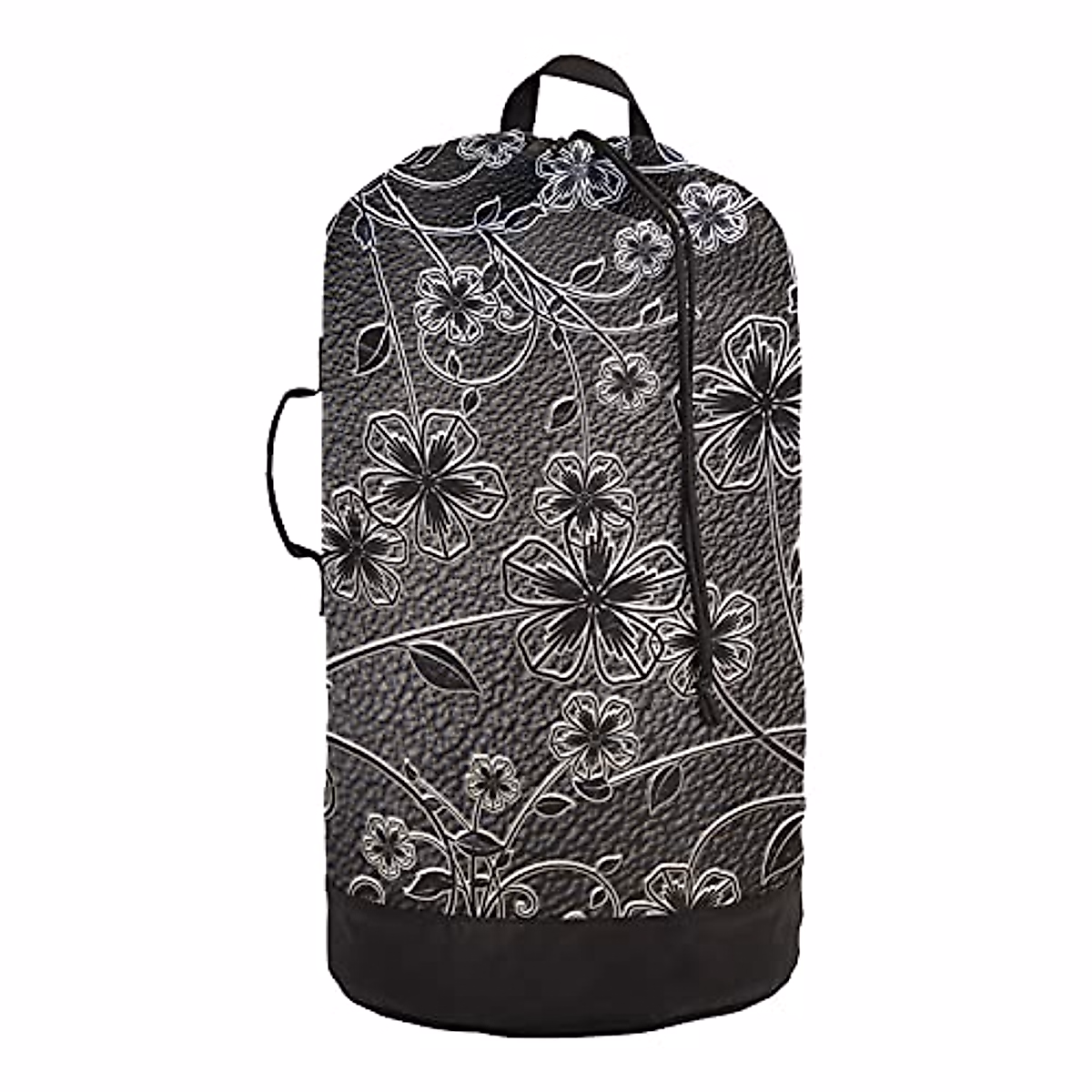Floral Laundry Bag Backpack Large Oxford Cloth 14.5''x29.3'' Rips & Tears Resistant Dirty Clothes Storage Bag for Students Dorm Room Clothes Hamper Camping Backpack