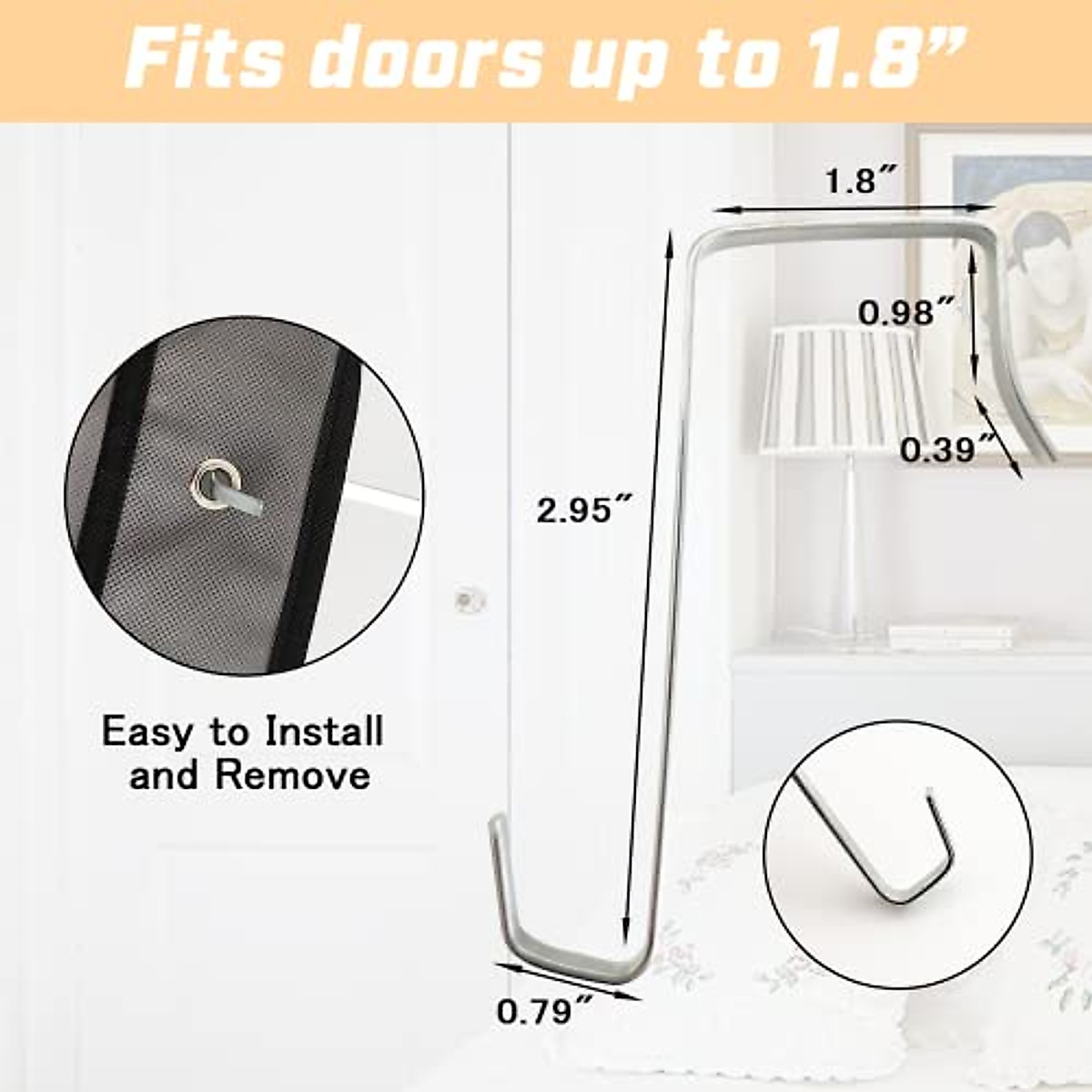 SJEhome Hat Rack Cap Organizer, 24 Deep Mesh Pockets Hat Storage & Ballcap Display Holder for Wall or Door, Over The Door Hat Racks, Hat Storage with Door Hooks,Gray