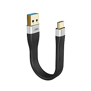 CableCreation Short USB 3.1 A to Type C Cable 5 inches USB Type C Cable 3A Fast Charging USB C to A FPC Cable 5Gbps Compatible with Quest Link, MacBook iPad Pro S22 S21/S20, SSD, etc. 12cm Black