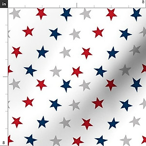 Spoonflower Fabric - Stars USA America Red White Blue July 4Th Patriotic Stripes Printed on Petal Signature Cotton Fabric Fat Quarter - Sewing Quilting Apparel Crafts Decor