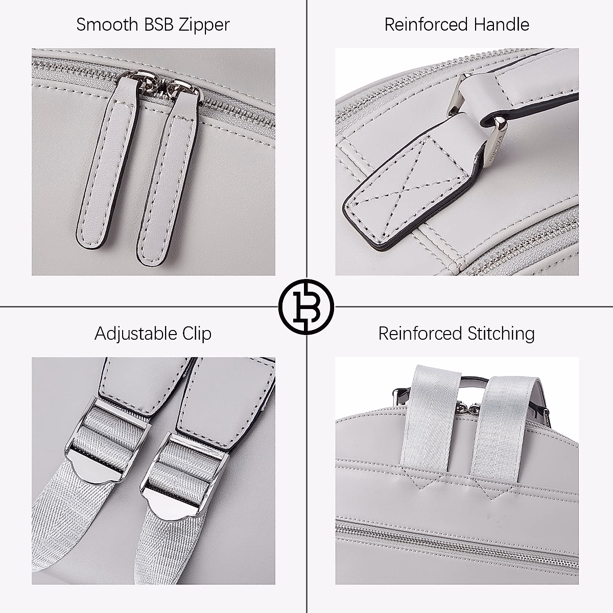 BOSTANTEN Genuine Leather Backpack Purse for Women 15.6 inch Laptop Backpack Large Travel College Shoulder Bag Grey