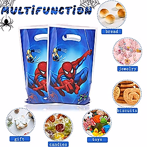 60 Gift Bags Supplies, Kids Party Bags Fillers Fun Party Prefers Birthday Gift Bags School Classroom Rewards for Boys Girls(Spider Blue)