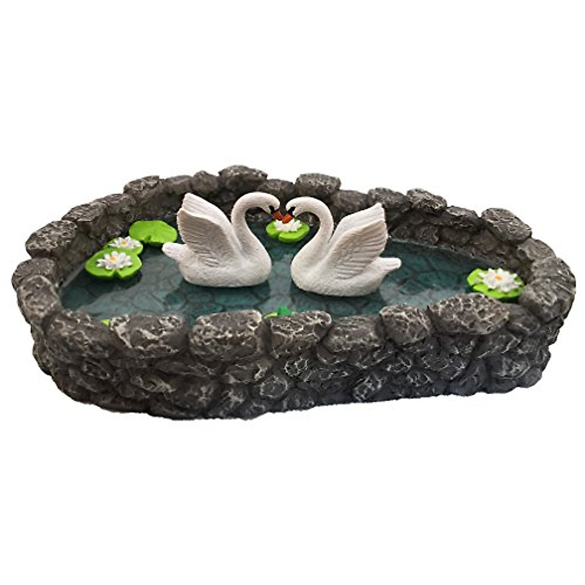 GlitZGlam Swan Miniature Pond - Love is in The air! A Miniature Swan Lake for a Miniature Fairy Garden and Miniature Garden Accessories