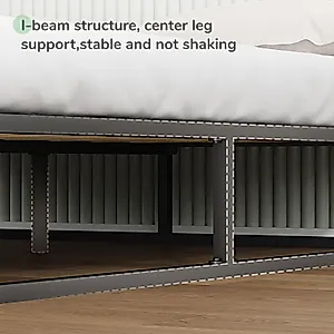 Novilla Queen Bed Frame, Metal Platform Bed Frame, Noise-Free, Sturdy Metal Bed Frame, Heavy Duty Wood SlatsWood Slats Support, No Box Spring Needed, Easy Assembly, Coal Black