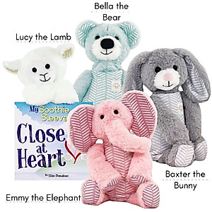 Soothie Sleeve Plush Comforts with Parent's Scent | Pediatrician Designed (Fussy, Crying Baby or Child. Separation Anxiety, Shower, Hospital, NICU Gift), Emmy The Elephant