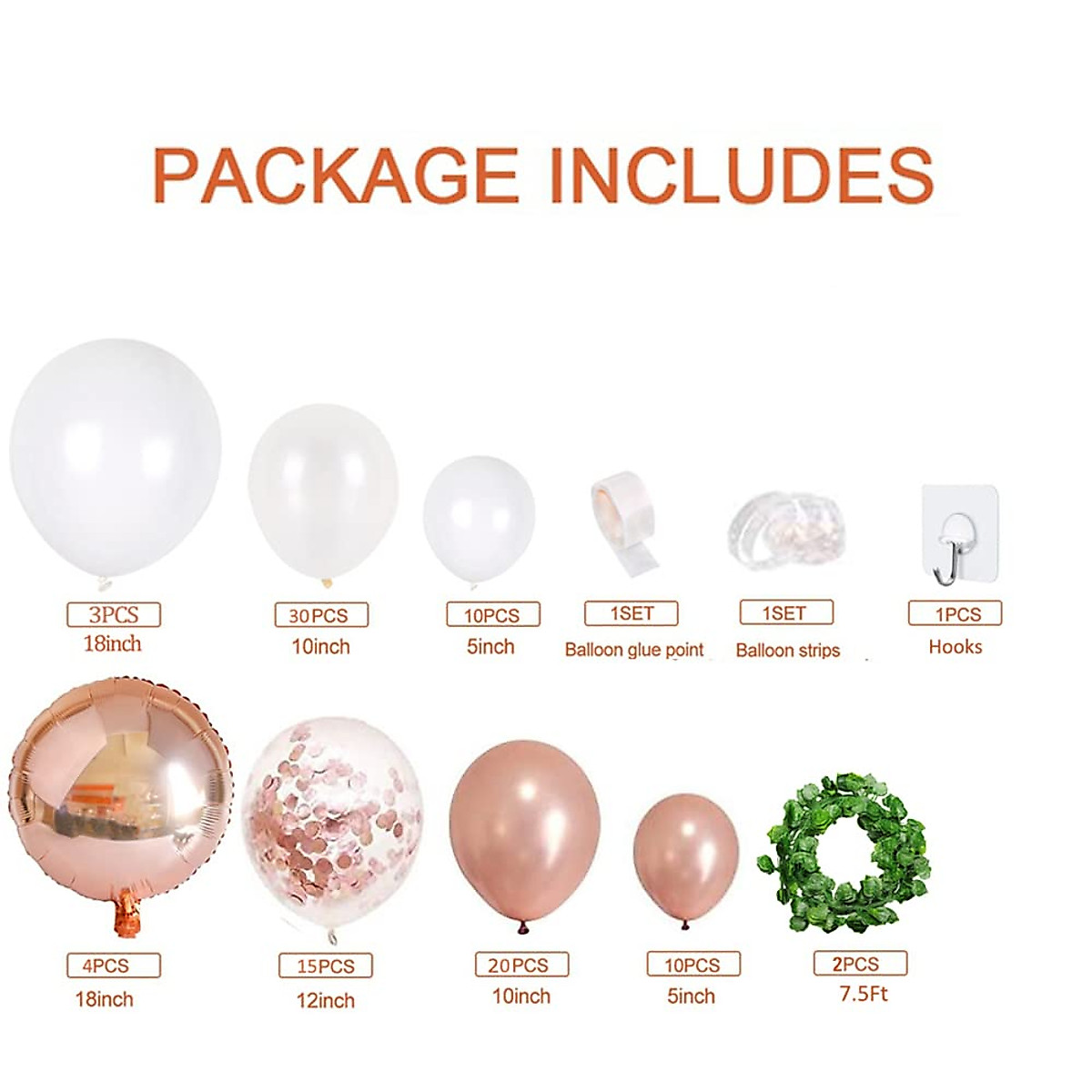 Rose Gold Balloon Arch kit Balloon Garland Confetti Latex Balloons Arch for Bridal Shower Valentine's Day Baby Shower Wedding Birthday holiday Party Decorations Supplies for Girls and Women