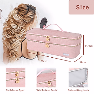 Double-Layer Travel Carrying Case Compatible with Revlon One-Step Hair Dryer Brush/Volumizer Original 1.0,Plus 2.0/Styler,Portable Storage Bag Fits for Revlon,Hot Tools and Attachments,Pink(Bag Only)