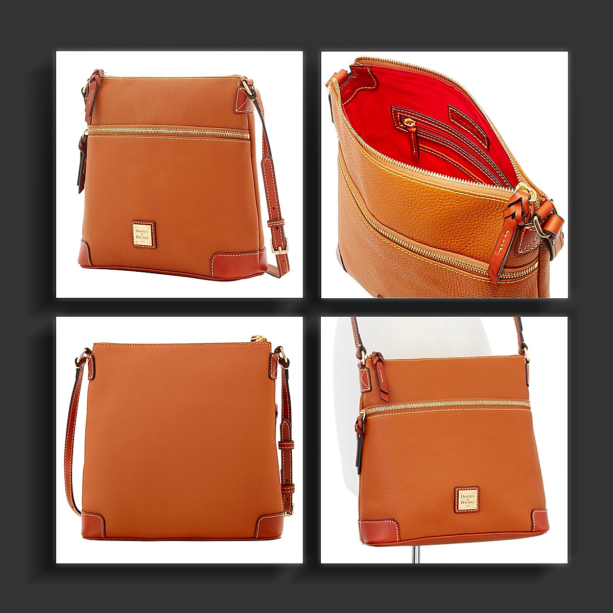 Dooney & Bourke Women's Crossbody in Pebble Grain Leather, Large Handbag with Adjustable Shoulder Strap, White