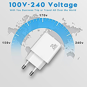 European Travel Plug Adapter, LUOSIKE 2-Pack 20W Dual Port Fast USB C Wall Charger Block International US to Europe EU Type C Power Adapter for iPhone 13 12 11 Pro Max XR XS X 8, Pad, Samsung, Android