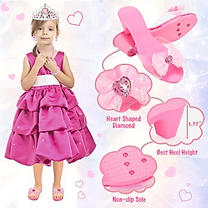 HUUIDY Princess Dress Up for Girls, Dress Up Clothes for Girls with Princess Shoes, Tutu, Cloak, Crown, Jewelry, Princess Toys for Girls Gifts 3,4,5,6 Year Old