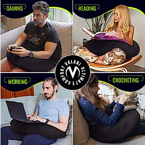 Rare Gaming Pillow | Ergonomic Gaming Lap Pillow Provides Wrist & Elbow Support, Reduces Shoulder & Neck Pressure | Plush Arm Rest Pillow with a Washable Cover & Easy-Storage Clip, (Black)