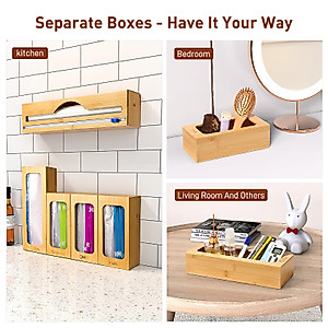 Delamu Ziplock Bag Organizer - 5 Separate Plastic Bag Organizers for Kitchen Drawer - Foil and Plastic Wrap Dispenser with Cutter 12" Roll, Baggie Organizer for Gallon, Quart, Snack, Sandwich Bags