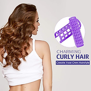 24 Pieces Hair Roller, Small Size Plastic Hair Rollers Hair Curlers with Steel Pintail Comb for Short Hair Long Hair Hairdressing Styling Tools (0.79 x 2.67 Inch, Purple)