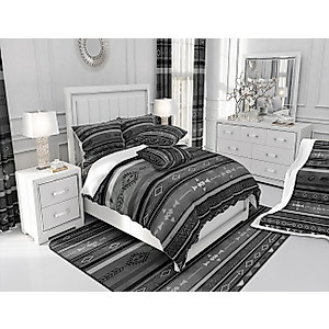 jejeloiu Southwestern Bed Sheet Set Twin Size Tribal Fitted Sheet for Kids Boys Geometric Bedding Set Native American Design Grey Bed Cover Deep Pocket Bedroom