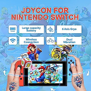 DILITT Joypad Controllers for Nintendo Switch,Left Right Joypad Replacement for Switch/Lite/OLED,Switch Controllers Joypad Supports Screenshot/Wake-up Function/Motion Control（PS）