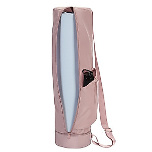 sportsnew Yoga Mat Bag, Full Zip Cargo Yoga Mat Carrier Bag with Drawstring Water Bottle Pocket and Bottom Wet Pocket, Exercise Yoga Mat Carrier Holder Multi-Functional Storage Bag, Pink patent pendin