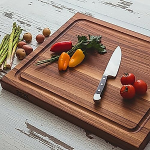 John Boos Reversible 21 Inch Wide 1.5 Inch Thick Au Jus Carving Wood Cutting Board with Deep Juice Groove, 17 x 21 x 1.5 Inches, Walnut