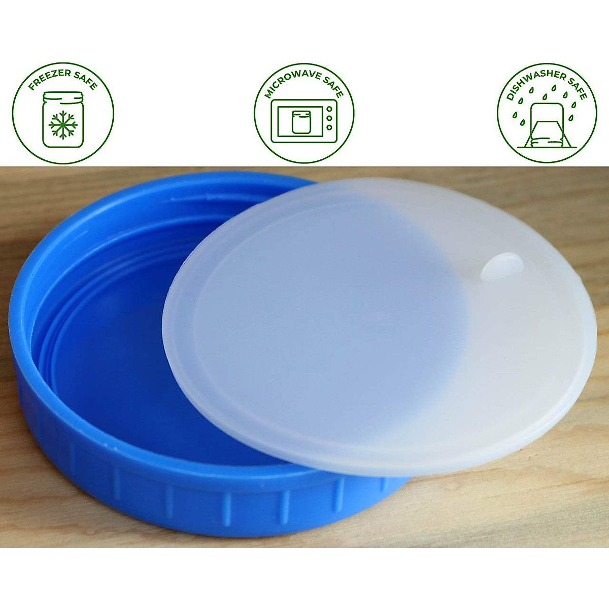 Leak Proof Platinum Silicone Sealing Lid Inserts/Liners for Mason Jars (10 Pack, Wide Mouth)