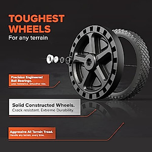 Camco Rhino 15-Gallon Portable Camper / RV Tote Tank - Features Large Heavy-Duty No-Flat Wheels & Low Drain Hole - Includes Removable Steel Tow Adapter, 3’ RV Sewer Hose & More RV Accessories (39000)